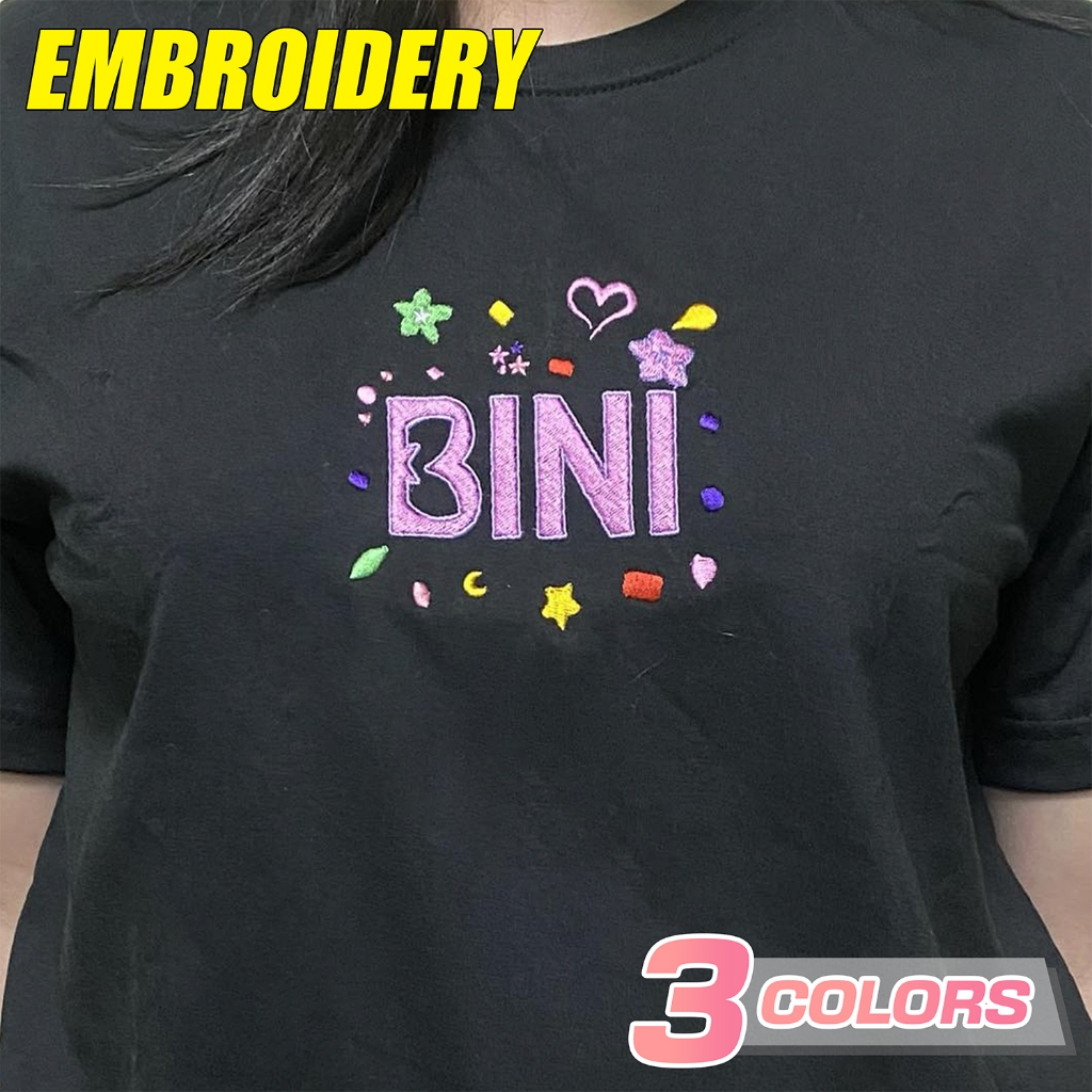 Shirt planet Embroidery Logo Famous girl group Bini T-shirt High ...