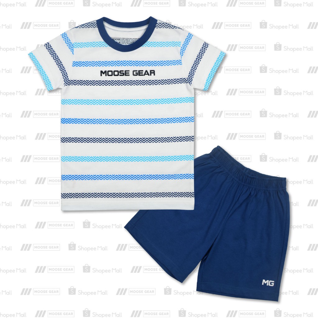 Moose Gear White T-Shirt With Slate Blue Short Set (TSS- 13765 IW ...