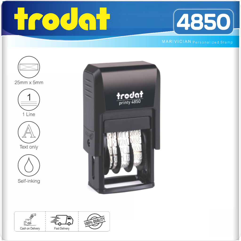 TRODAT 4850 | Personalized Stamp 5mm x 25mm Dater with Custom Text ...