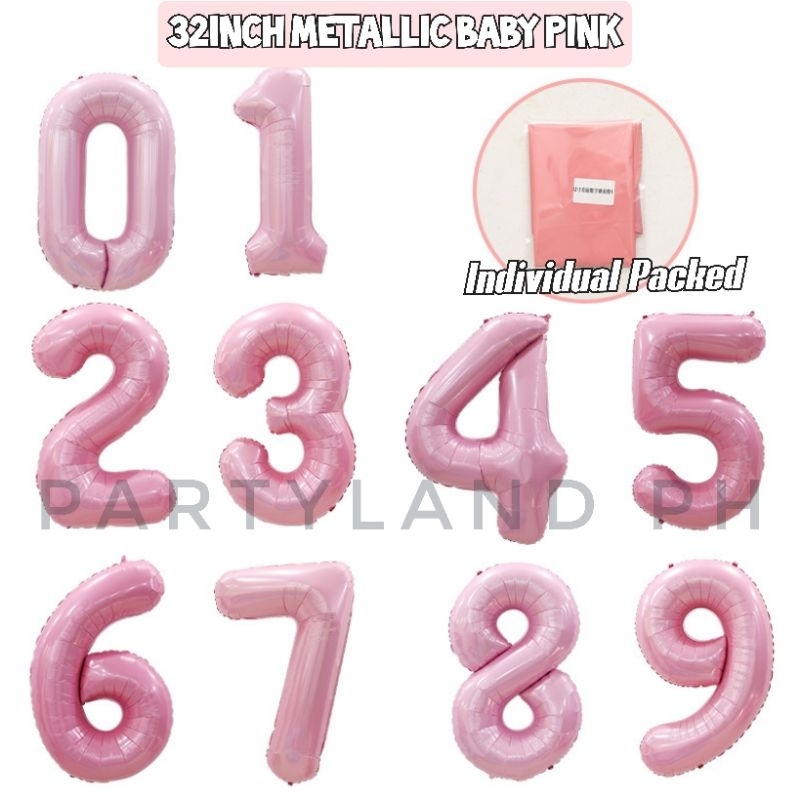 32inch Metallic Baby Pink Number Balloon Birthday Party Decoration ...