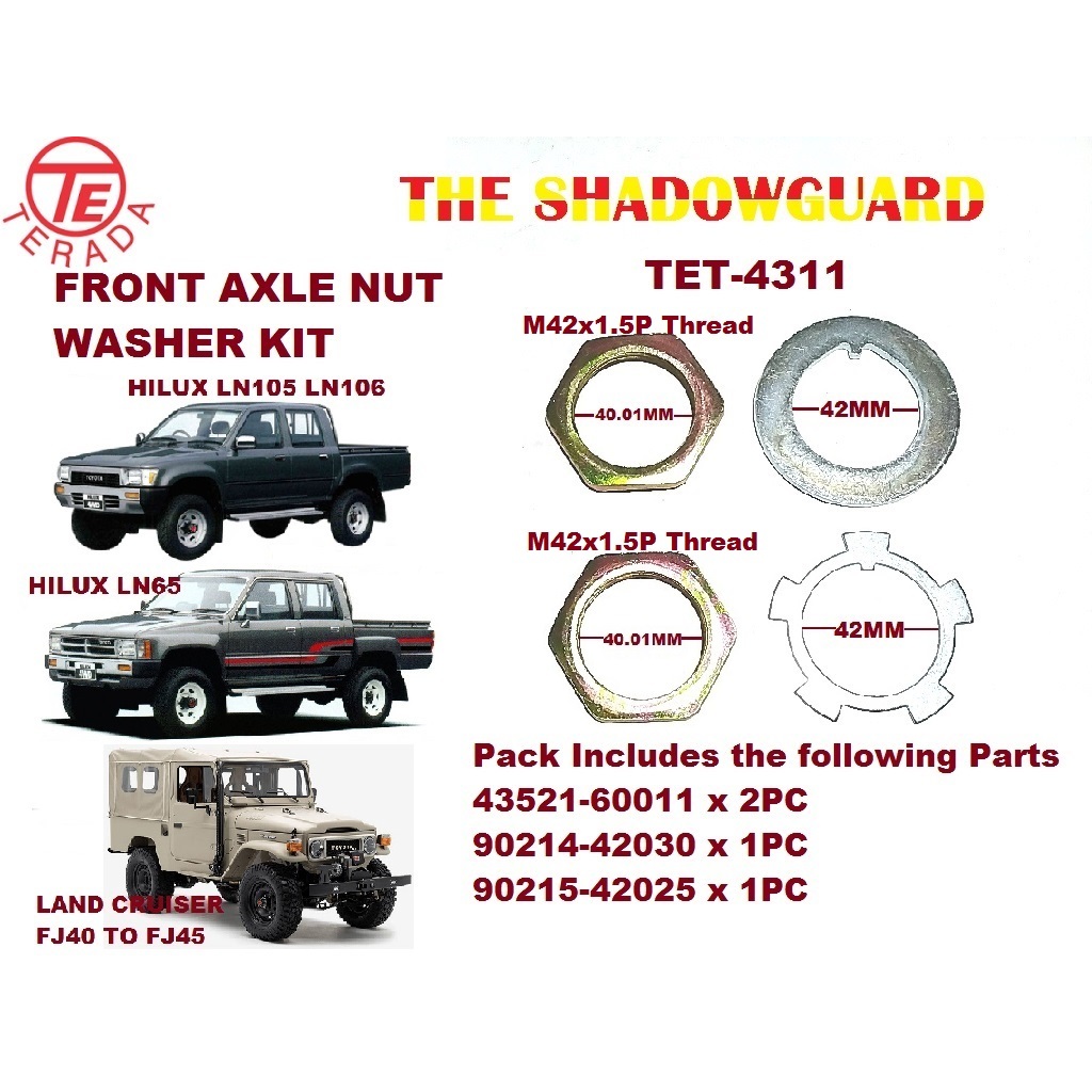 Axle Spindle Nut Washer Kit Terada LAND CRUISER FJ40 FJ45 HILUX LN105 ...