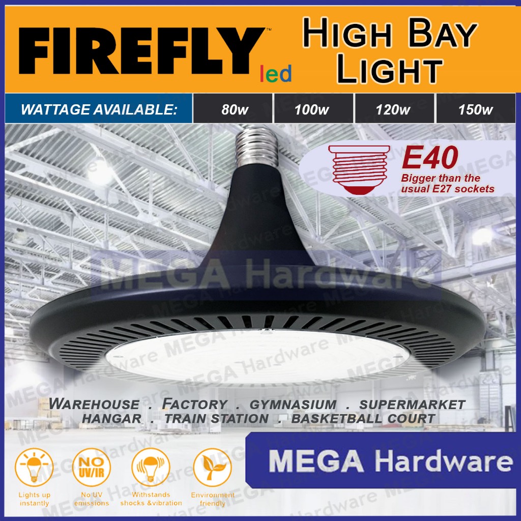 FIREFLY LED Warehouse Ceiling High Bay Spotlight Bright Lighting E40 ...