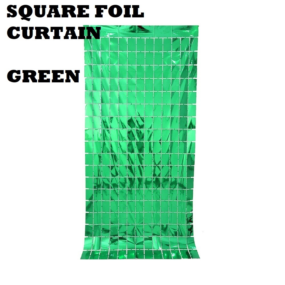 GREEN 1m x 2m (SQUARE) Foil Metallic Curtain Backdrop | Shopee Philippines