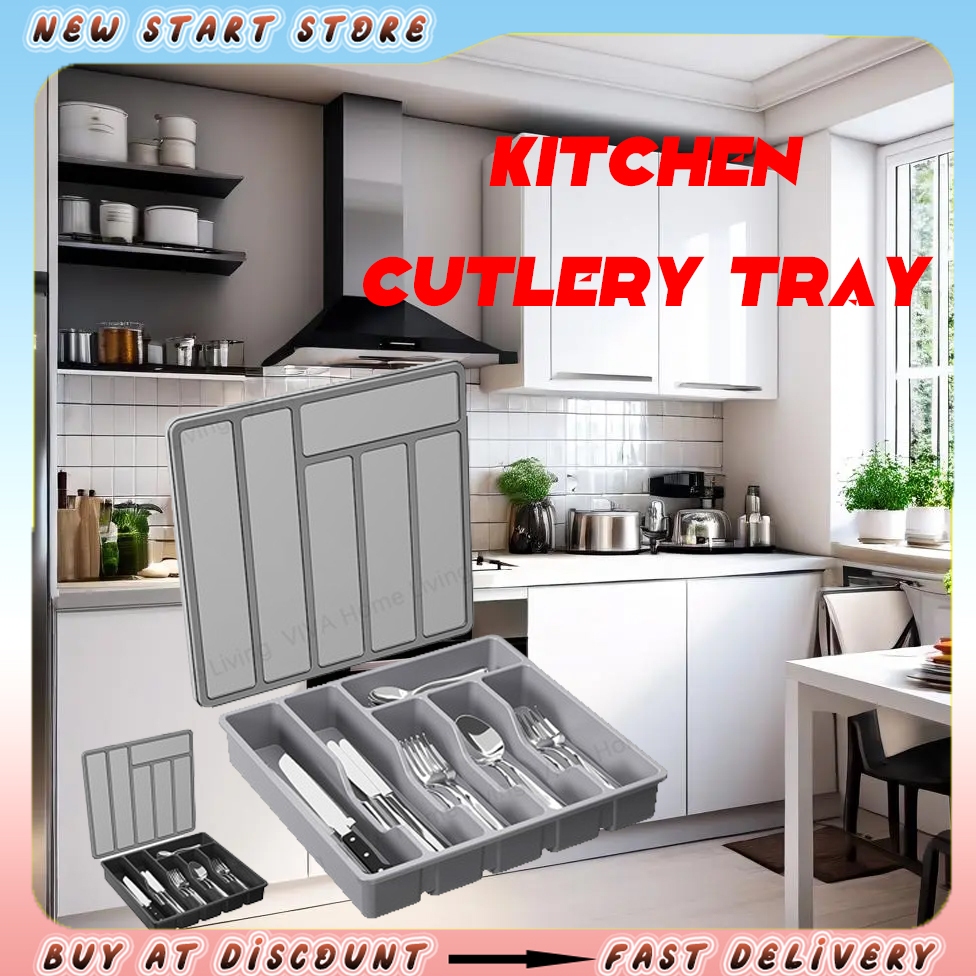 Cutlery Spoon and Fork Organizer Rack Drawer Organizer Utensil Flatware ...