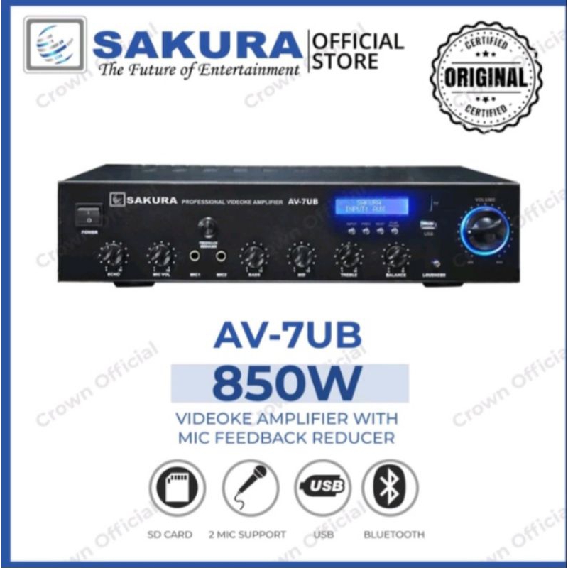 ORIGINAL SAKURA AV-7UB 850Wx2 2 CHANNEL AMPLIFIER WITH USB/SD PORT BLUETOOTH | Shopee Philippines