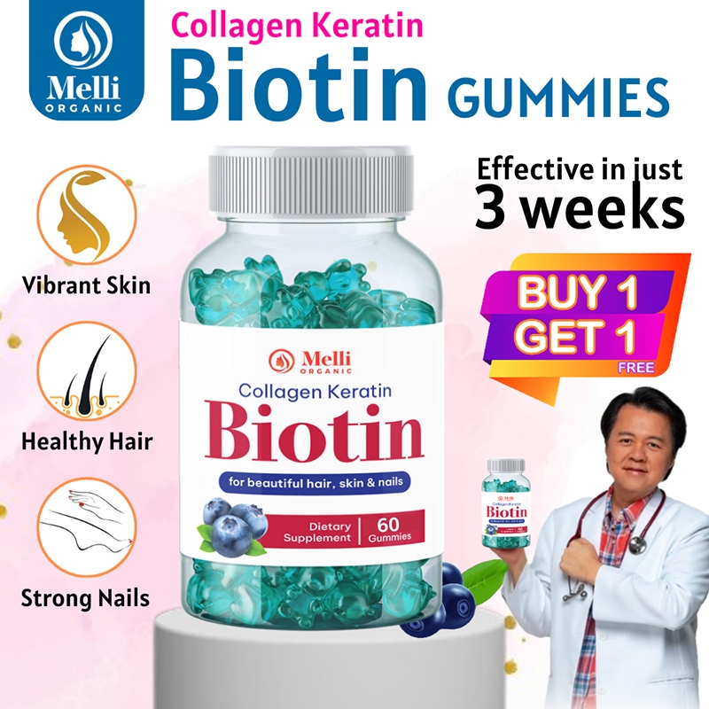 Collagen Keratin Biotin Gummies Melli for Hair Skin & Nails Vitamins ...