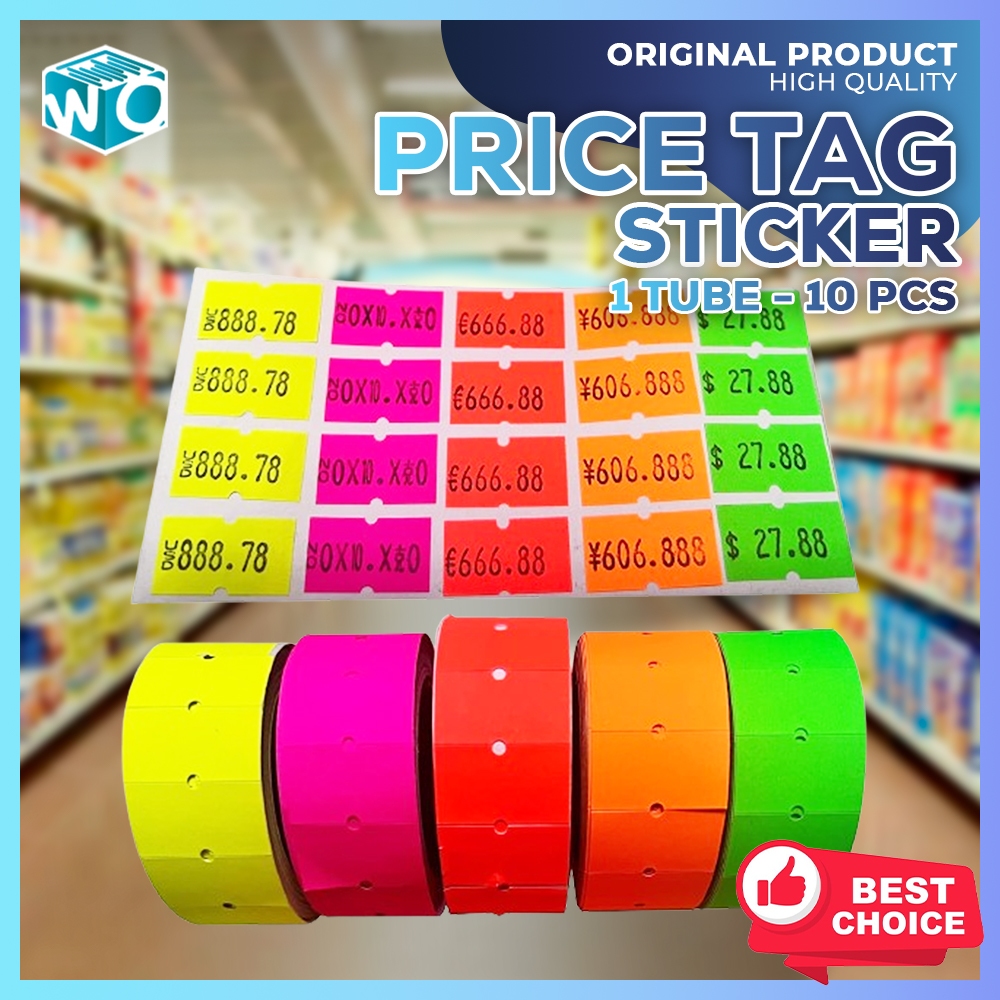 1 tube / 10pcs White and Neon Price Tag Sticker Pricing Price Tagger ...