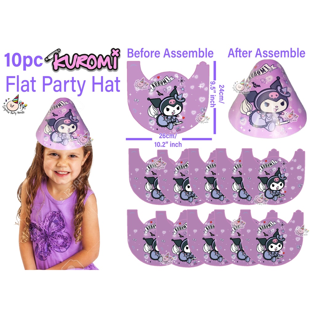 10pc Flat Party Hat Kuromi Design (not yet Assembled) | Shopee Philippines