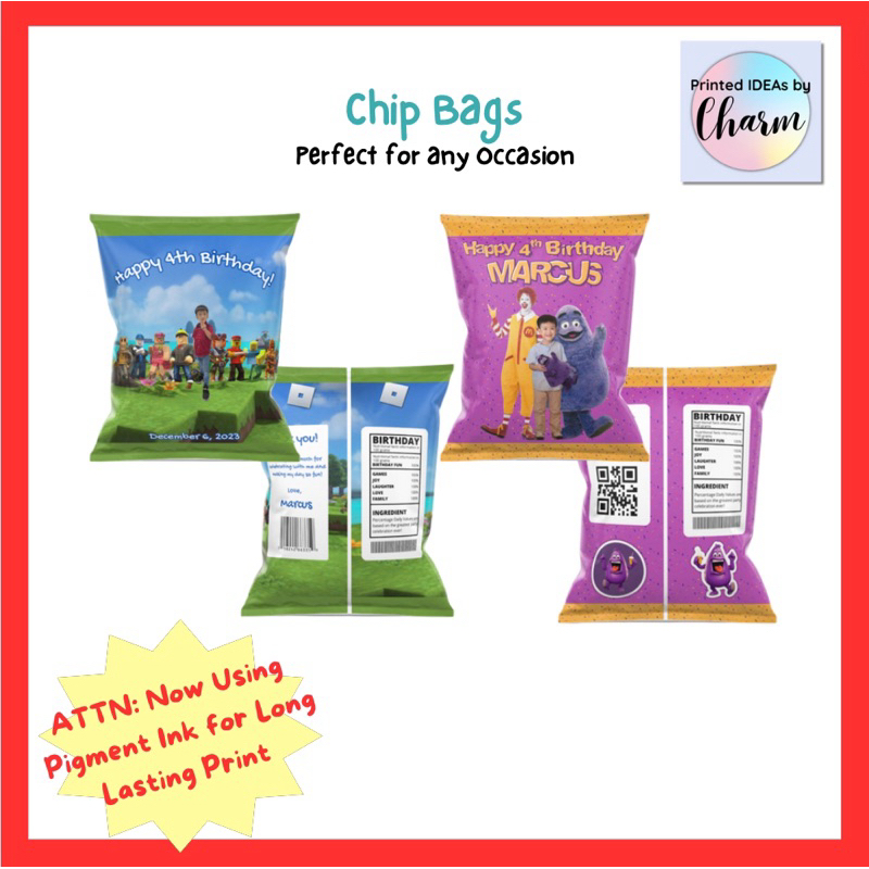 12 pcs Customized Chip Bags For any Occasion Big and Small Sizes ...
