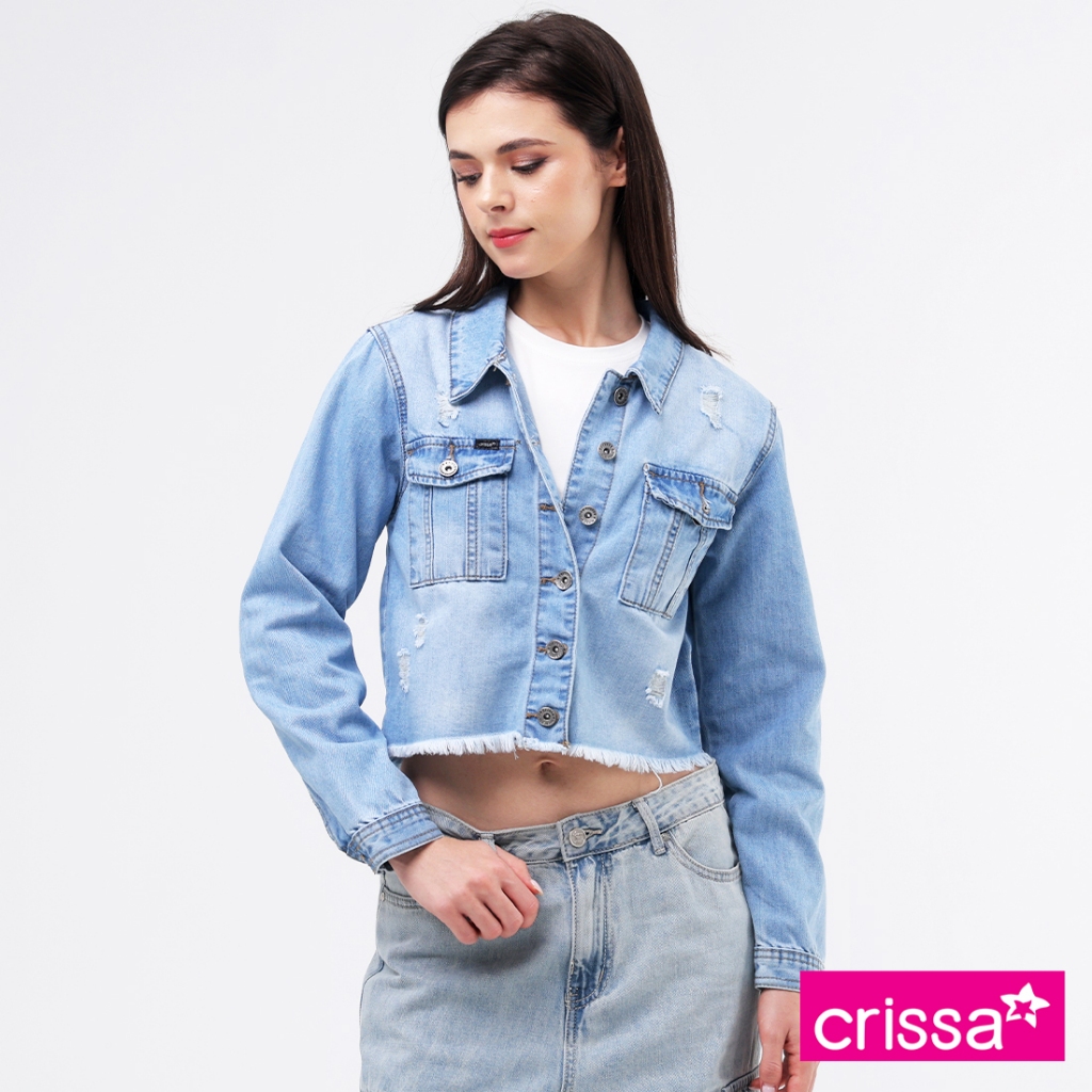 Crissa Denim Cropped Jacket CLT30-0155 | Shopee Philippines