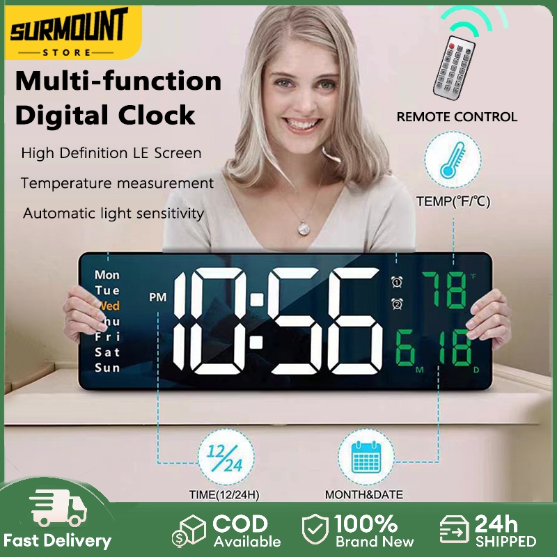 16.2" Electronic Wall Clock Large Display LED Electronic Clock with ...