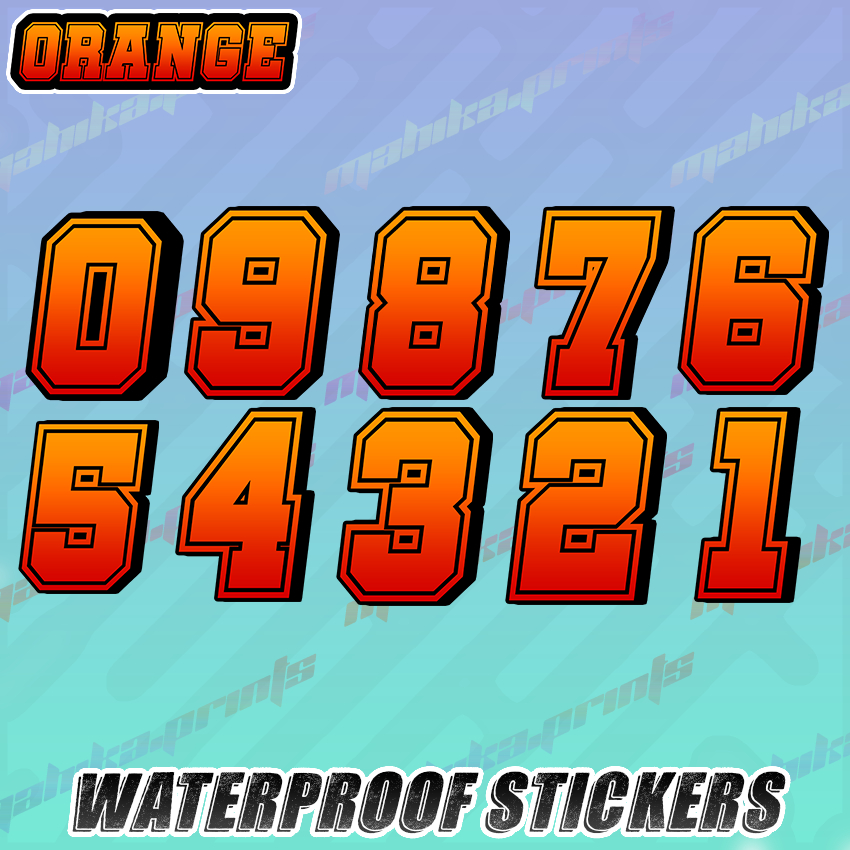 NUMBER 】HOLOGRAM NUMBER WATERPROOF VINYL STICKER (ORANGE COLOR ...
