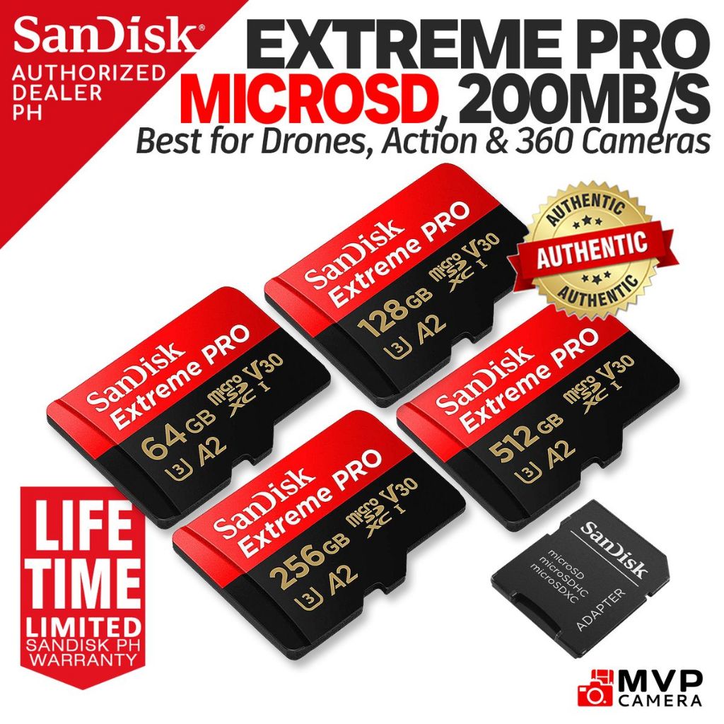 [NEW 200MB/s] SanDisk Extreme PRO micro SD MSD microSDXC UHS-I CARD 128GB 256GB 512GB w/ Adapter ...