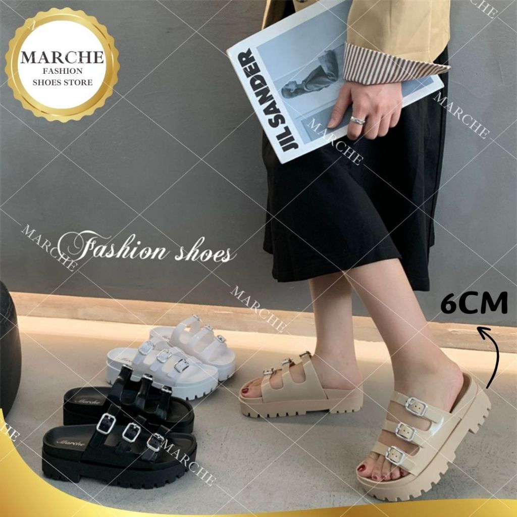 Marche Sandals For Women Thick-Sole Bottom Three Strap Korean Version ...