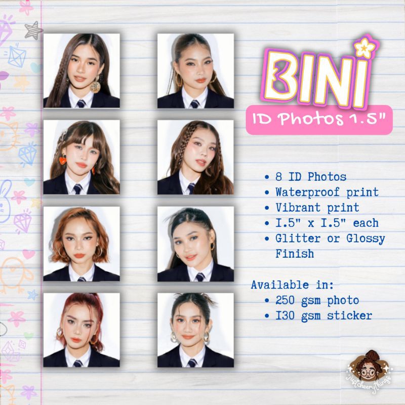Bini I.D card Photos 1.5" ~8Pcs Photos per pack | Shopee Philippines