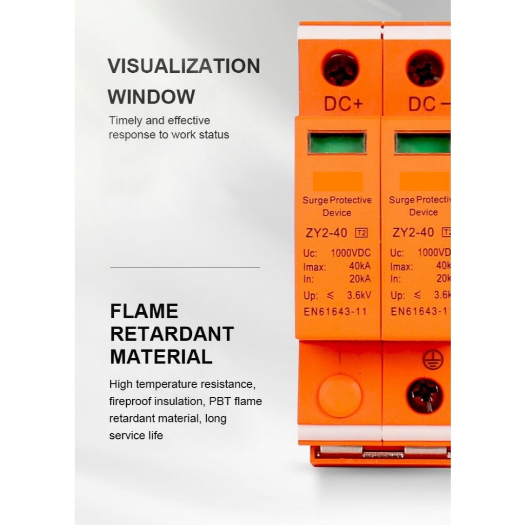 DC SPD 2P 500V / 600V / 1000V 40KA Surge Protection Device - QJC ...