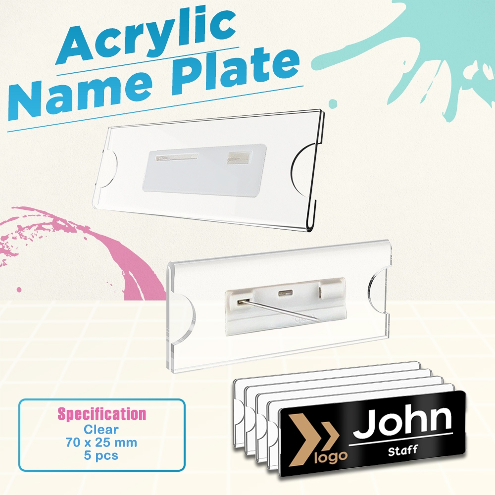 70x25mm Photo Insert Acrylic Name Plate Blank Insertable Name Badge ...