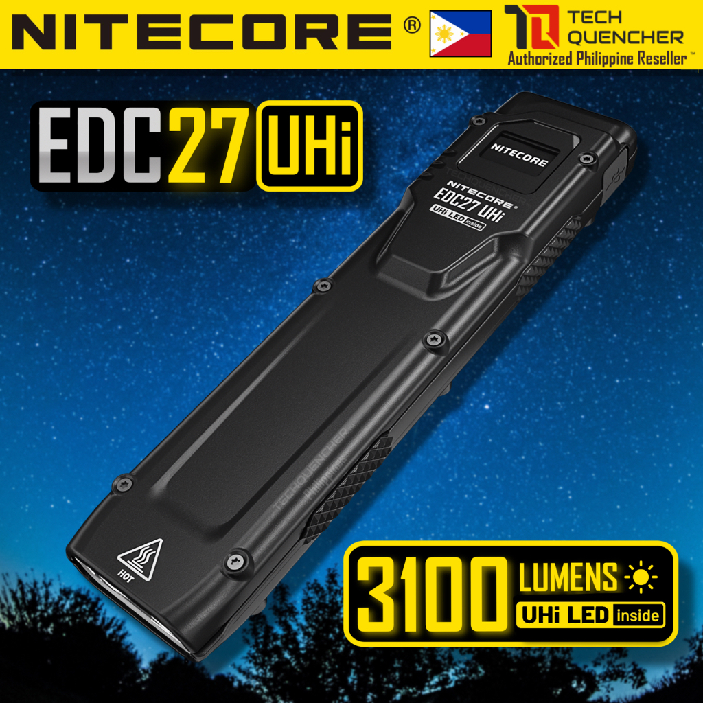 Nitecore EDC27 UHI Flashlight - 3100 Lumens - OLED Screen - USB-C Rechargeable 1700mAh Battery ...
