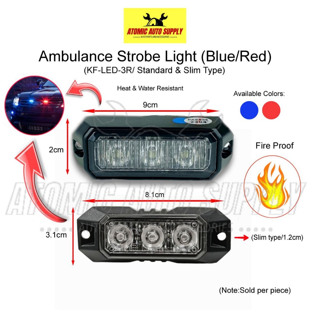 LED AMBULANCE STROBE LIGHT (KF-LED-3R) 3 LED SMALL LIGHTS-HEAT AND ...