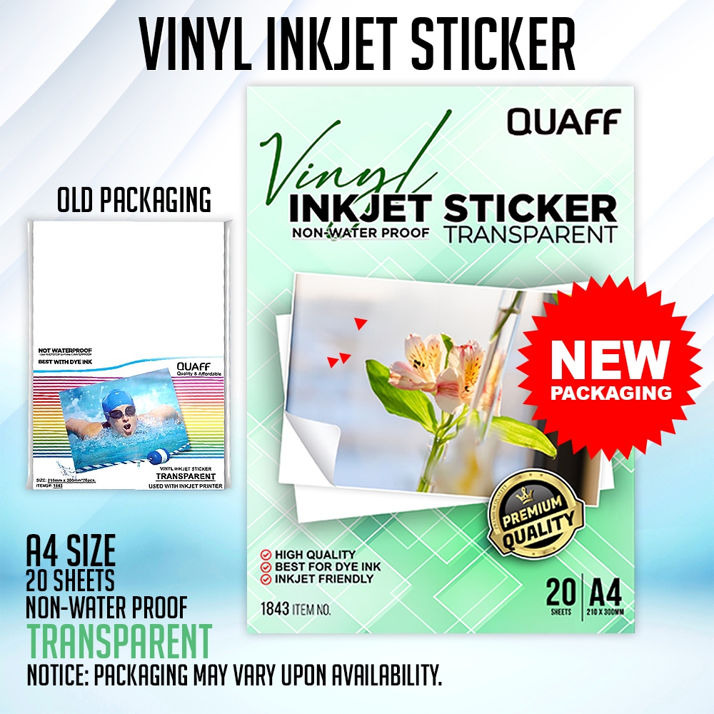 QUAFF Vinyl Inkjet Sticker for Label and Stickers A4 Size Mate / Glossy ...
