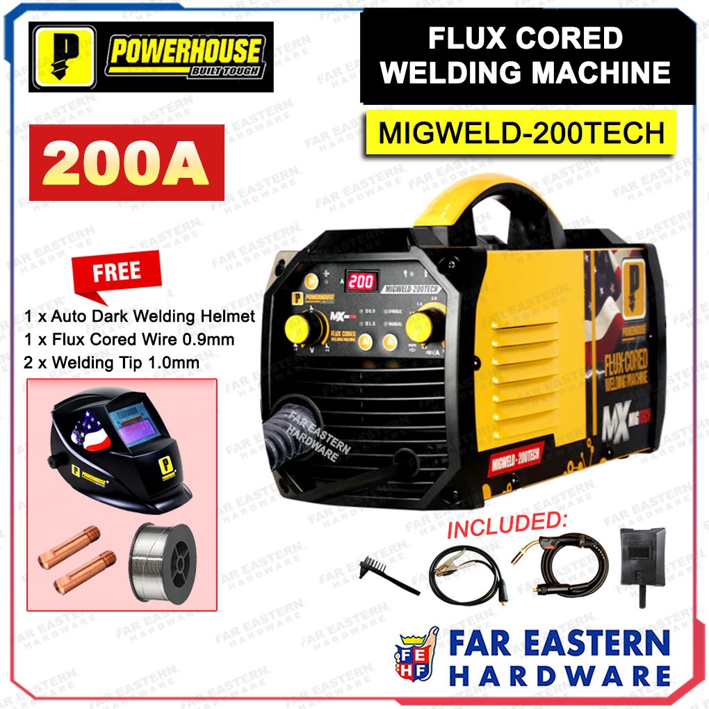 POWERHOUSE Flux Cored Inverter Welding Machine MIG 200A MIGWELD-200TECH ...