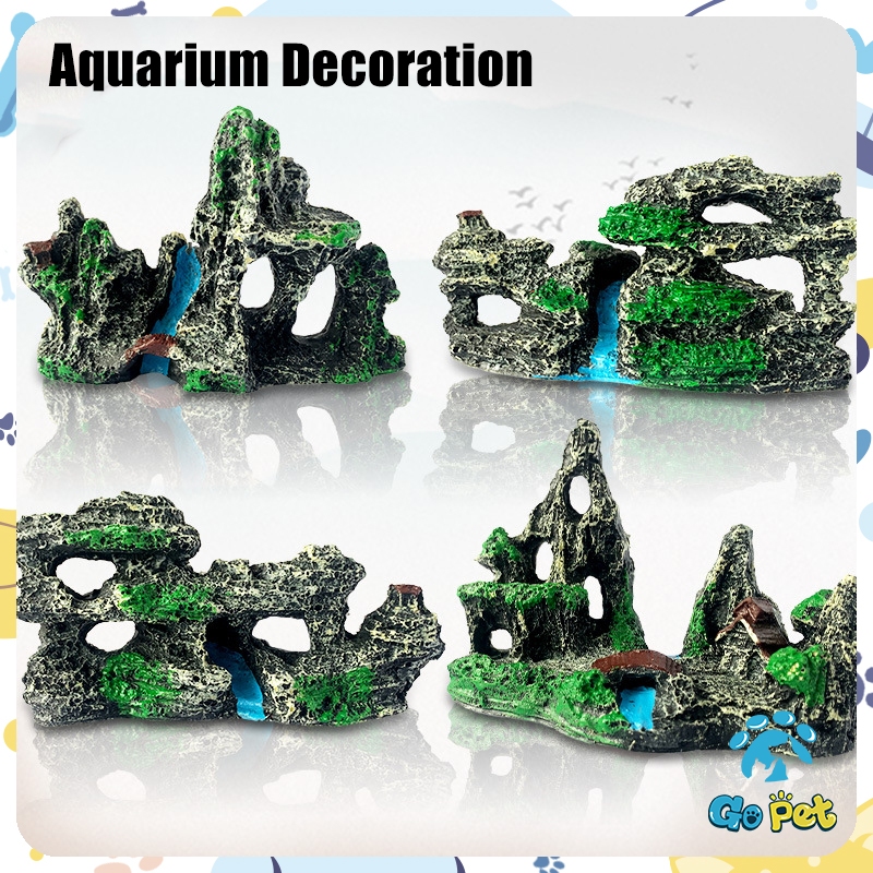 【Large Size】 Aquarium Decoration Resin Wooden Model Moss Rock Mountain ...