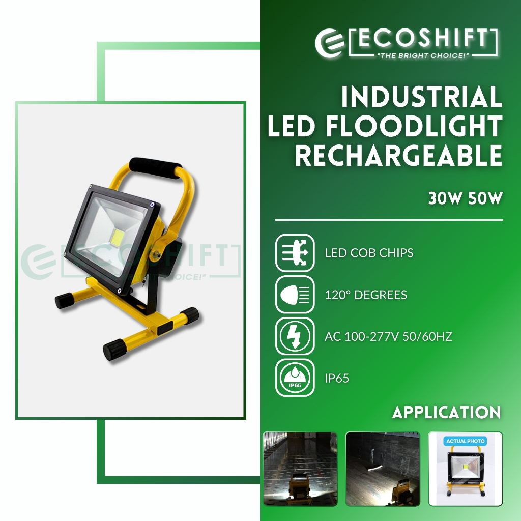 EcoShift Industrial LED Flood Light Rechargeable 30W & 50W | Shopee ...