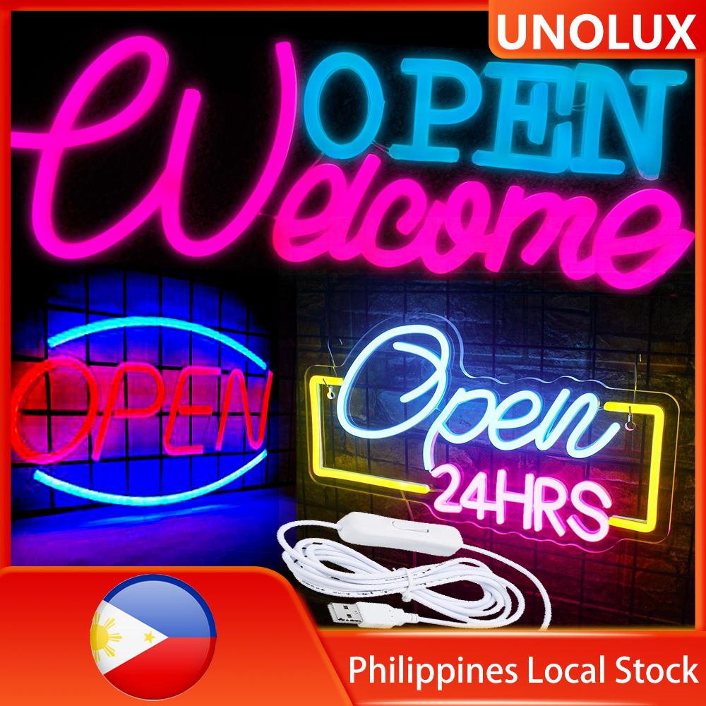 UNOLUX Open 24 Hours Signage Neon Lights Welcome Open Signage for ...