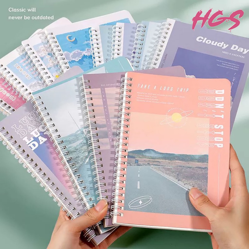 Hgs 4pcs A5 Spiral Notebook Set Aesthetic Notebook Spring Notebook For High School 60 Sheets
