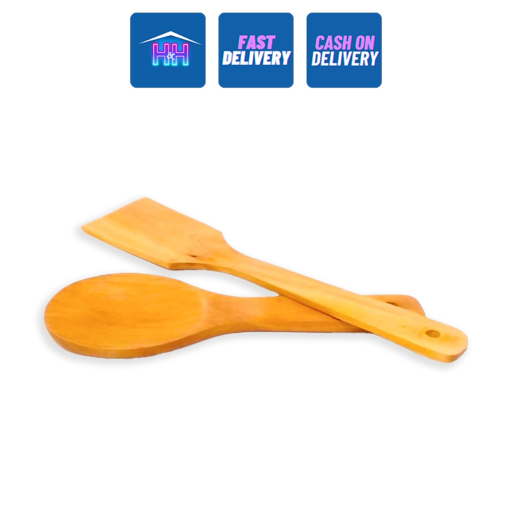 HH Flat Wooden Rice Paddle Spatula Natural Wood Turner Sandok | Shopee ...