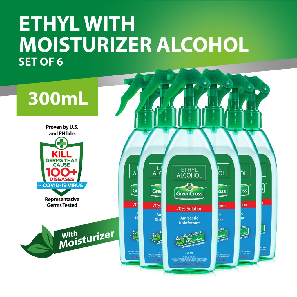 Green Cross Ethyl Alcohol with Moisturizer 70% Solution (300 mL) x6 | Shopee Philippines