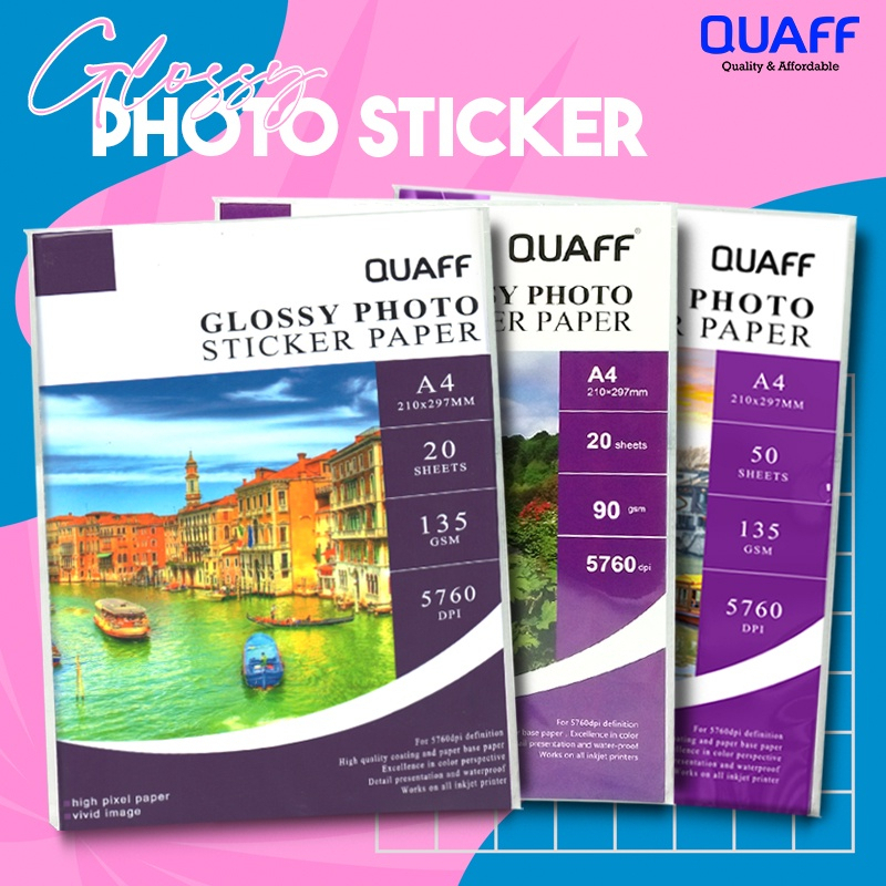 [PROMO 10 PACKS] A4 Size QUAFF 90 | 135 GSM Glossy Sticker Paper (20 ...