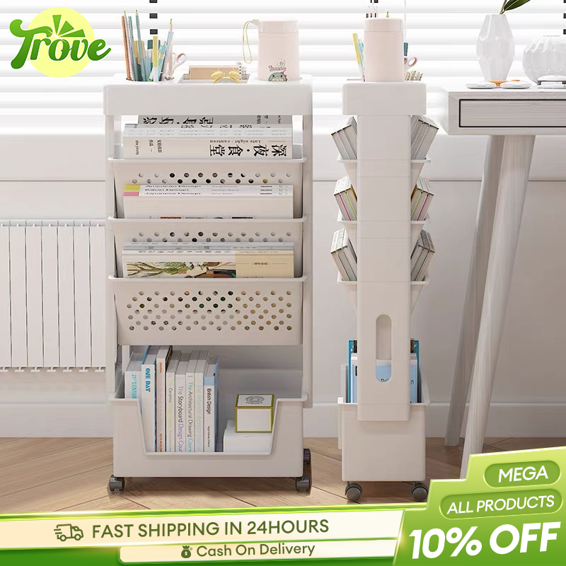 Trove Bookshelf with Wheels Children's Book shelf Organizer Magazine ...