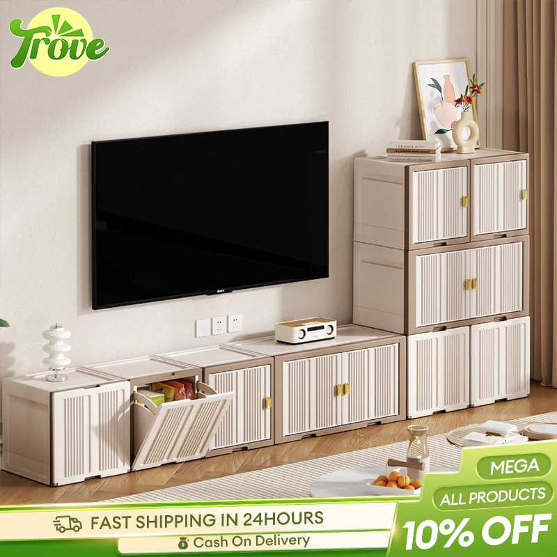 Trove Storage box Tv cabinet With door Plastic multifunctional Cabinet ...