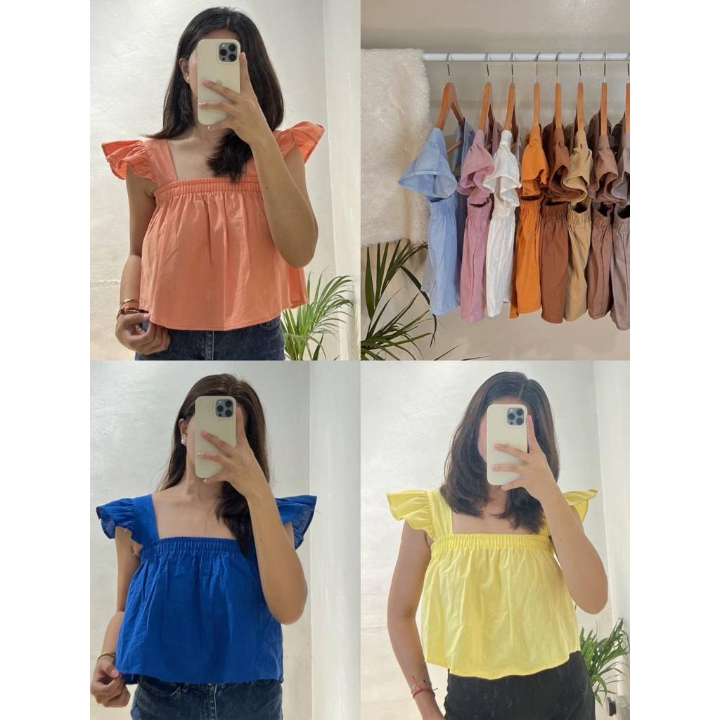 EMILY Challis Ruffle Sleeveless Sexy Summer Basic Daily Flowy Crop Top ...