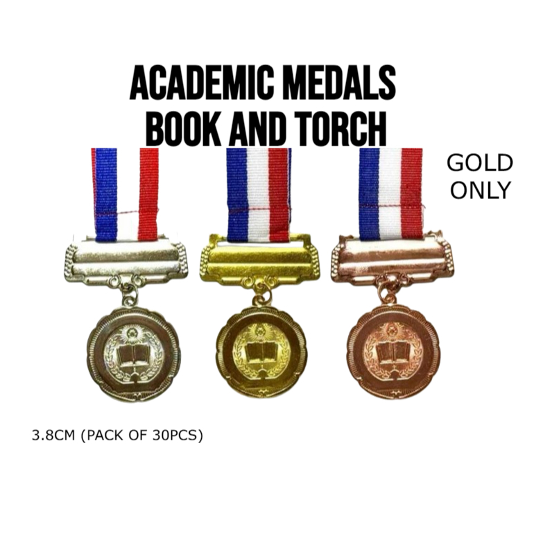 30 pieces per order Medal Awards : Book & Torch Medal GOLD/bronze ...