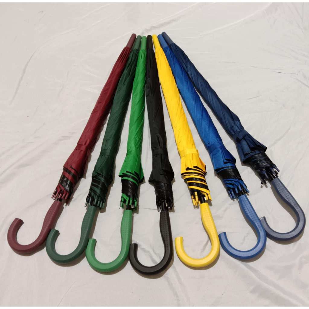 WY 23inches black uv coated umbrella with same color J-handle | Shopee ...
