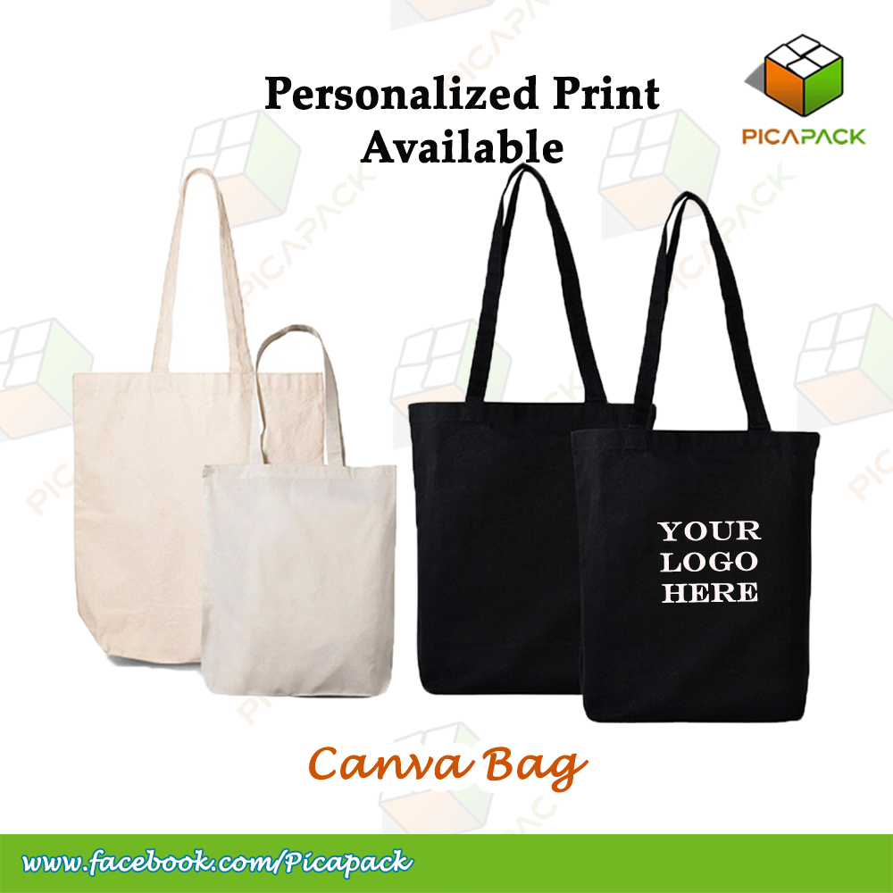1pc Plain or Black Canvas Bag Canvas Canva Tote Bag / Eco Bag Katcha ...