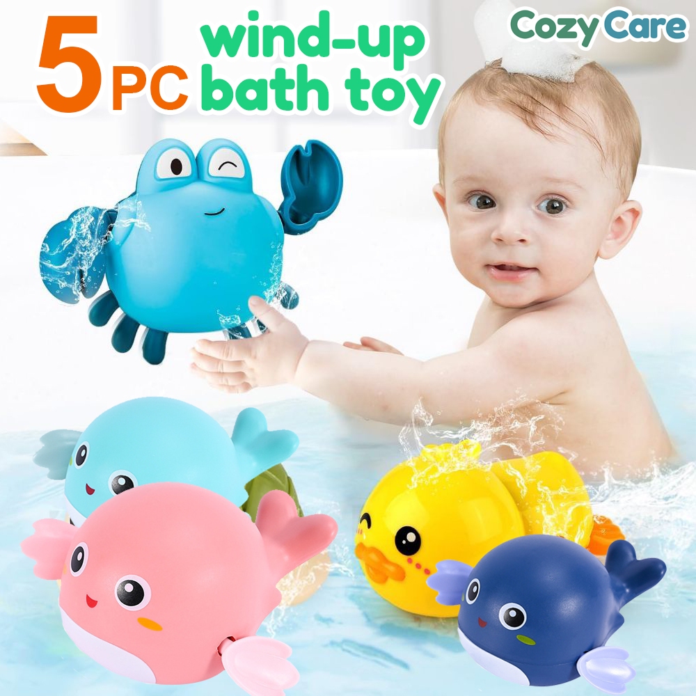 Baby Bath Toys Set Cute Dolphin Wind-Up Crab Cartoon Animal Swimming ...