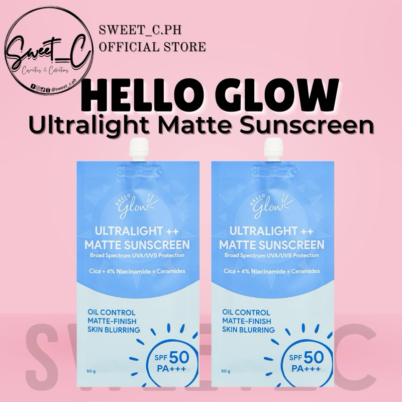 Hello Glow Ultralight ++ Matte Sunscreen SPF 30 50G | Shopee Philippines