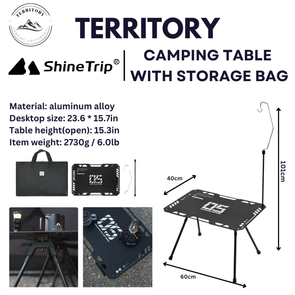 ShineTrip Camping Table with Storage Bag Tactical Lamp Post Foldable ...