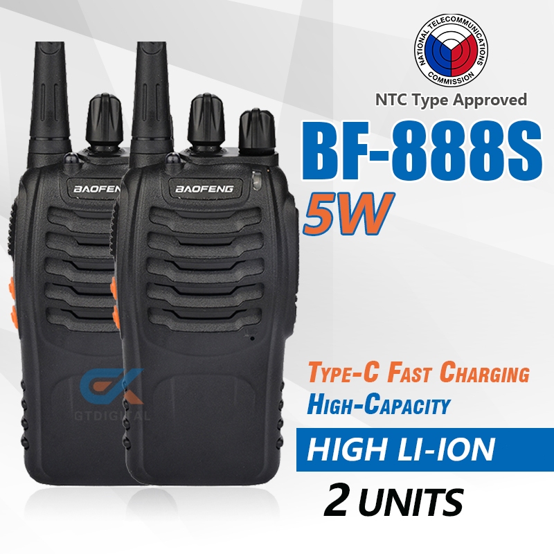 Baofeng BF-888S Walkie Talkie 2 Set Two Way Radio 5W UHF Transceiver Long Range FM Radio Type-C ...