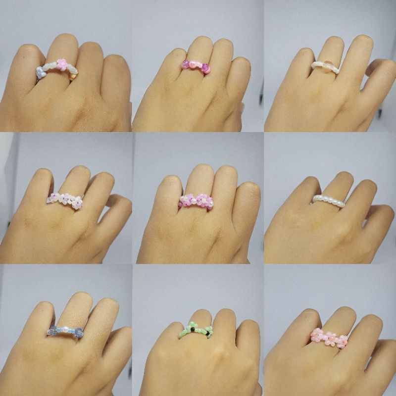 Elisa Co. Adjustable Beaded Rings flower ring beads friendship frog ...