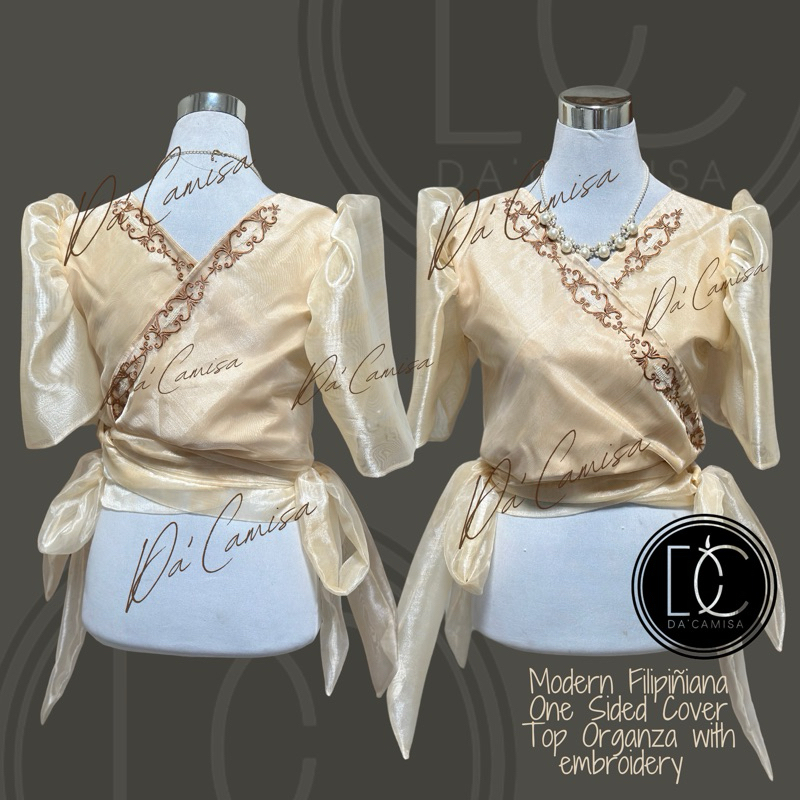 Modern Filipiñiana one-sided cover top made from organza with ...