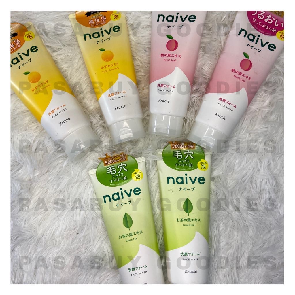JAPAN KRACIE Naive Makeup Removal Face Wash (Peach Leaf / Yuzu Ceramide/ Green tea ) 200g ...