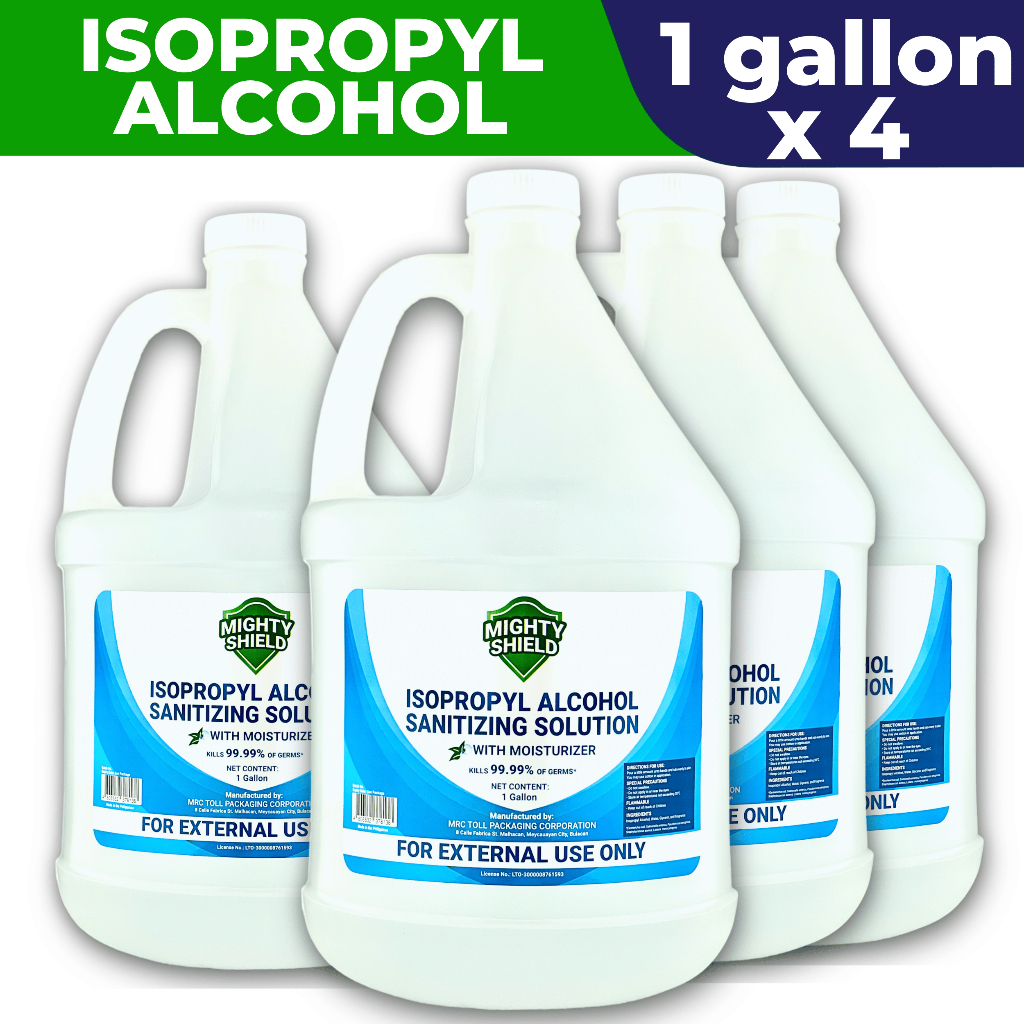 Mighty Shield Isopropyl Alcohol with Moisturizer - ISO 4 GALLONS SET (1 ...