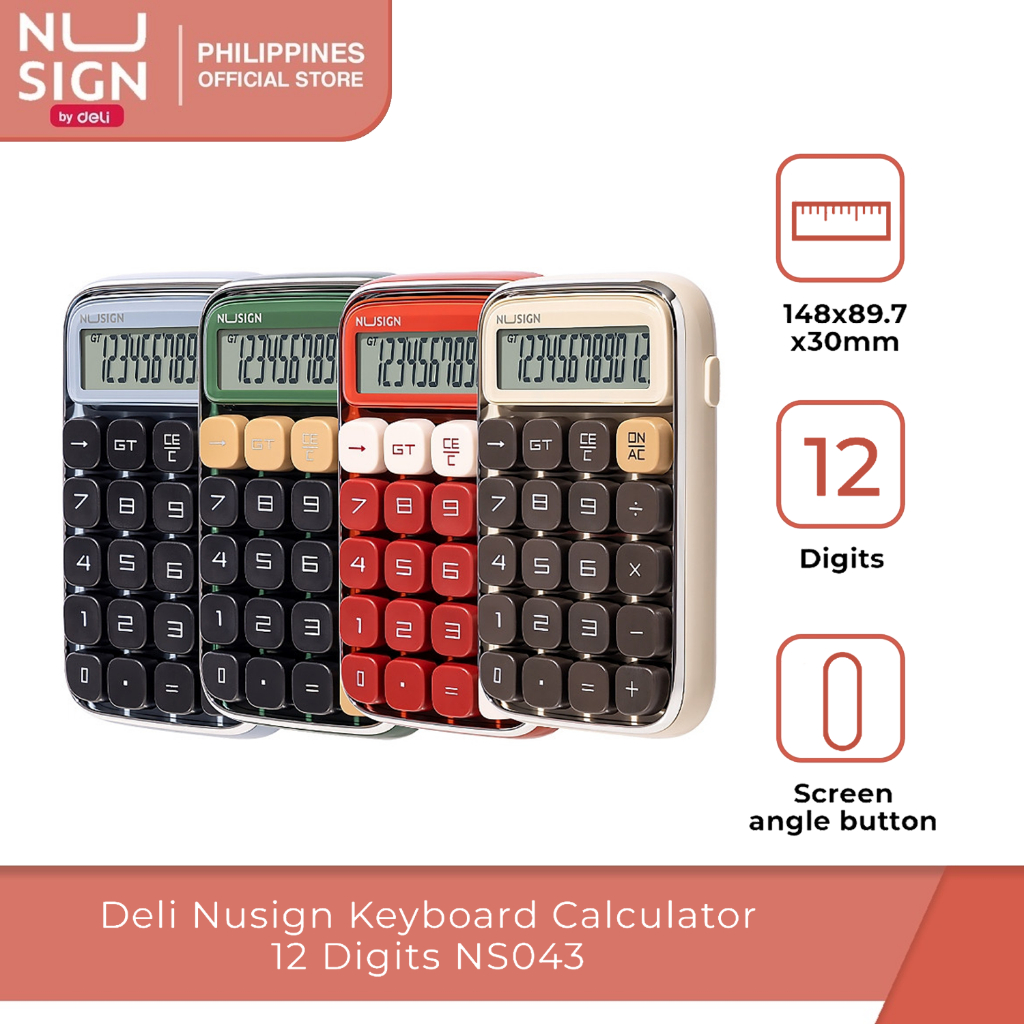 Deli Nusign Keyboard Calculator 12 Digits NS043 | Shopee Philippines