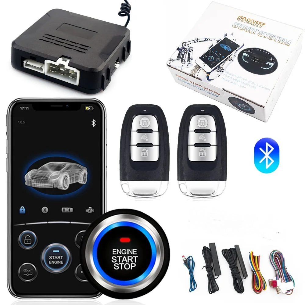 Car SUV PKE Keyless Entry Engine Start Alarm System Bluetooth Remote ...