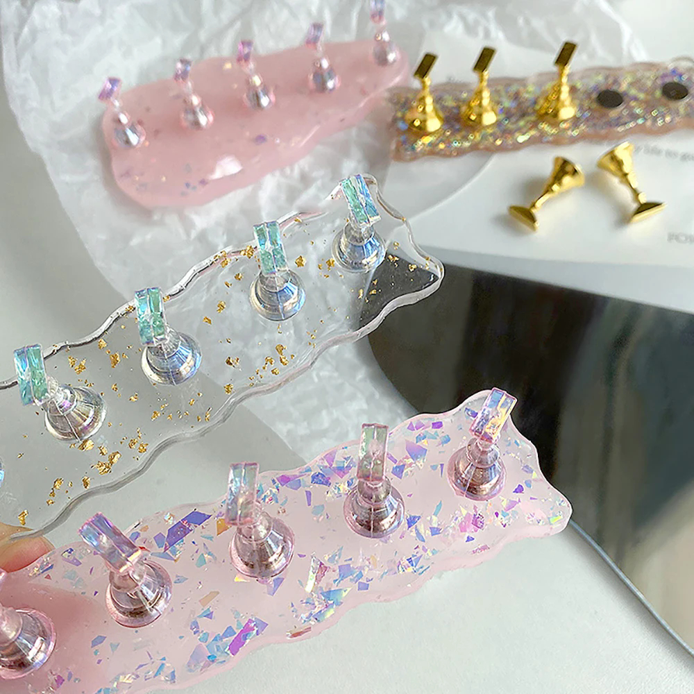 5Pcs Magnetic Nail Tip Display Stand Set Acrylic Nail Art False Tips ...