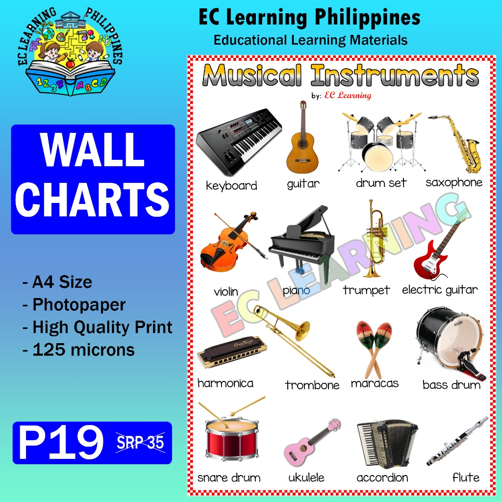 Musical Instruments Laminated Educational Wallcharts for Kids - EC ...
